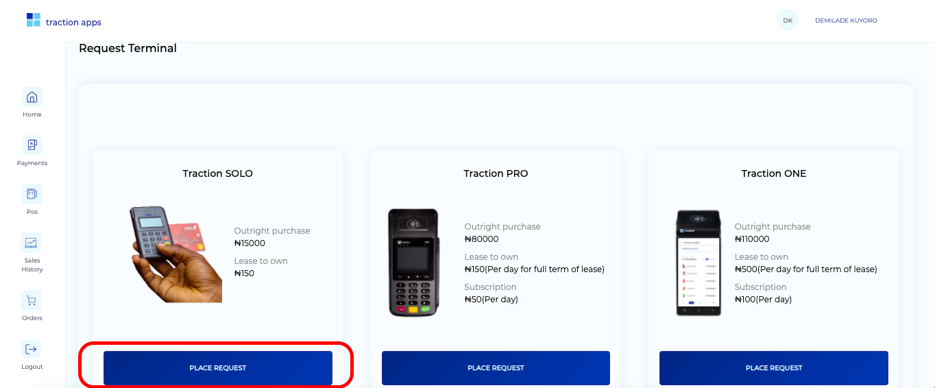 Traction Apps » How to request a POS Terminal - Traction Apps