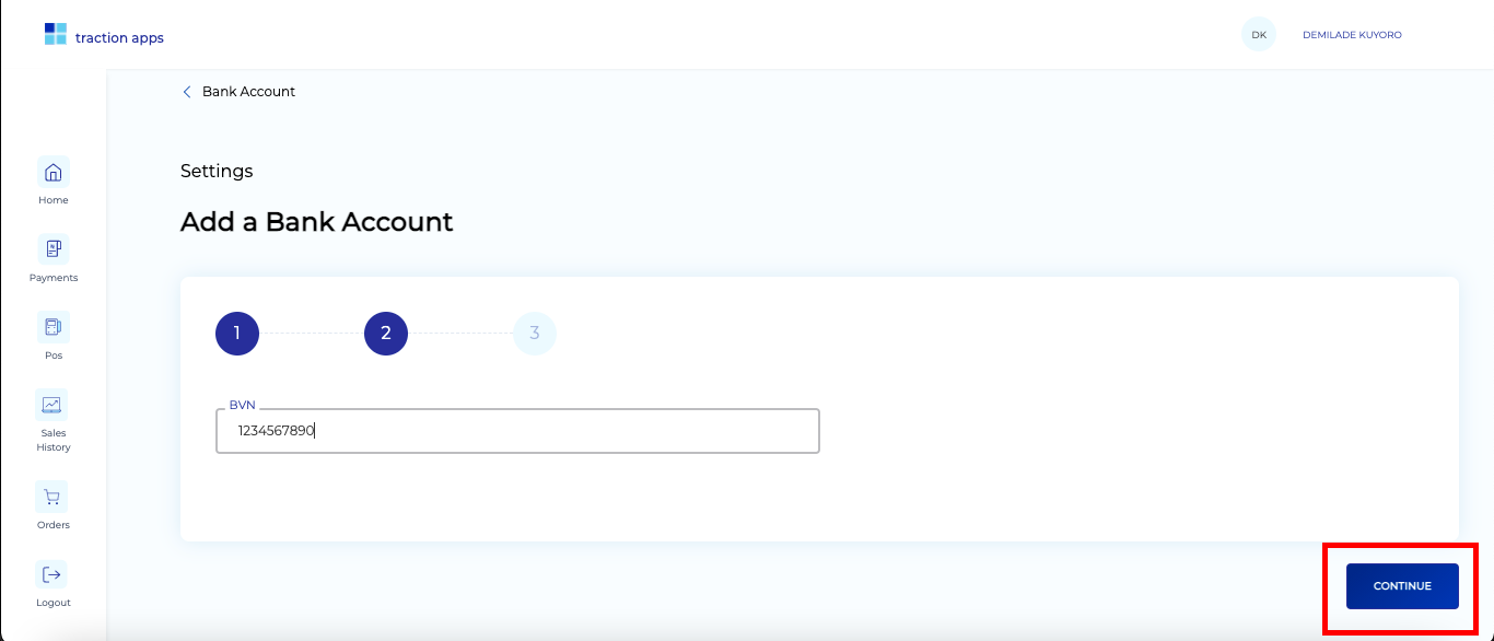 Traction Apps » Adding your settlement account - Traction Apps