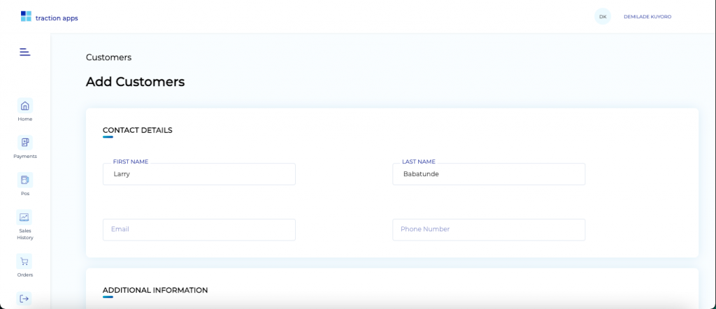 Traction Apps » Adding customers on Traction - Traction Apps